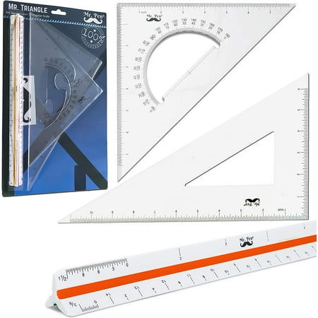 Mr. Pen Architectural Triangular Ruler Set with 12 Inch Triangular ...