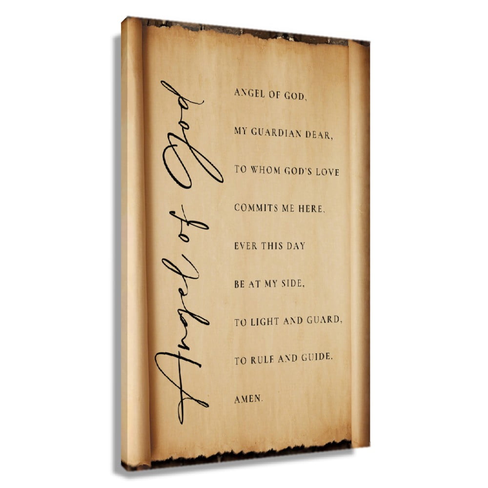 Angel of God Wall Art Catholic Prayer Posters Paintings For Bedroom ...