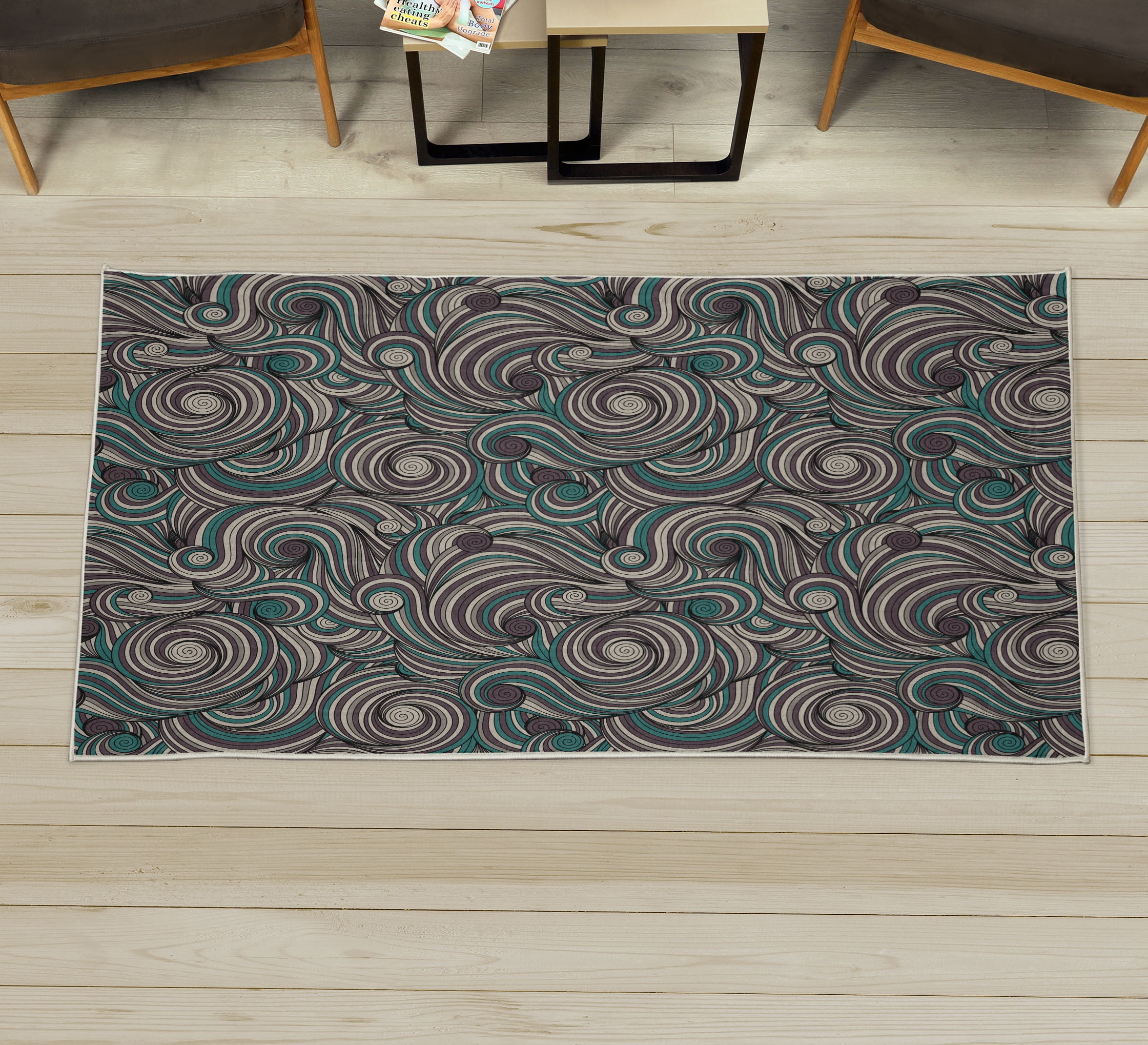 East Decorative Rug, Modern Autumn Season Wavy Holiday Festival ...