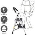 Upgo 2 Step Steel Ladder, Folding Step Stool, Lightweight, Anti-Slip ...