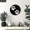 11.8x11.8 Inch Round Wooden Sign with Night Vision Style Paw Prints ...