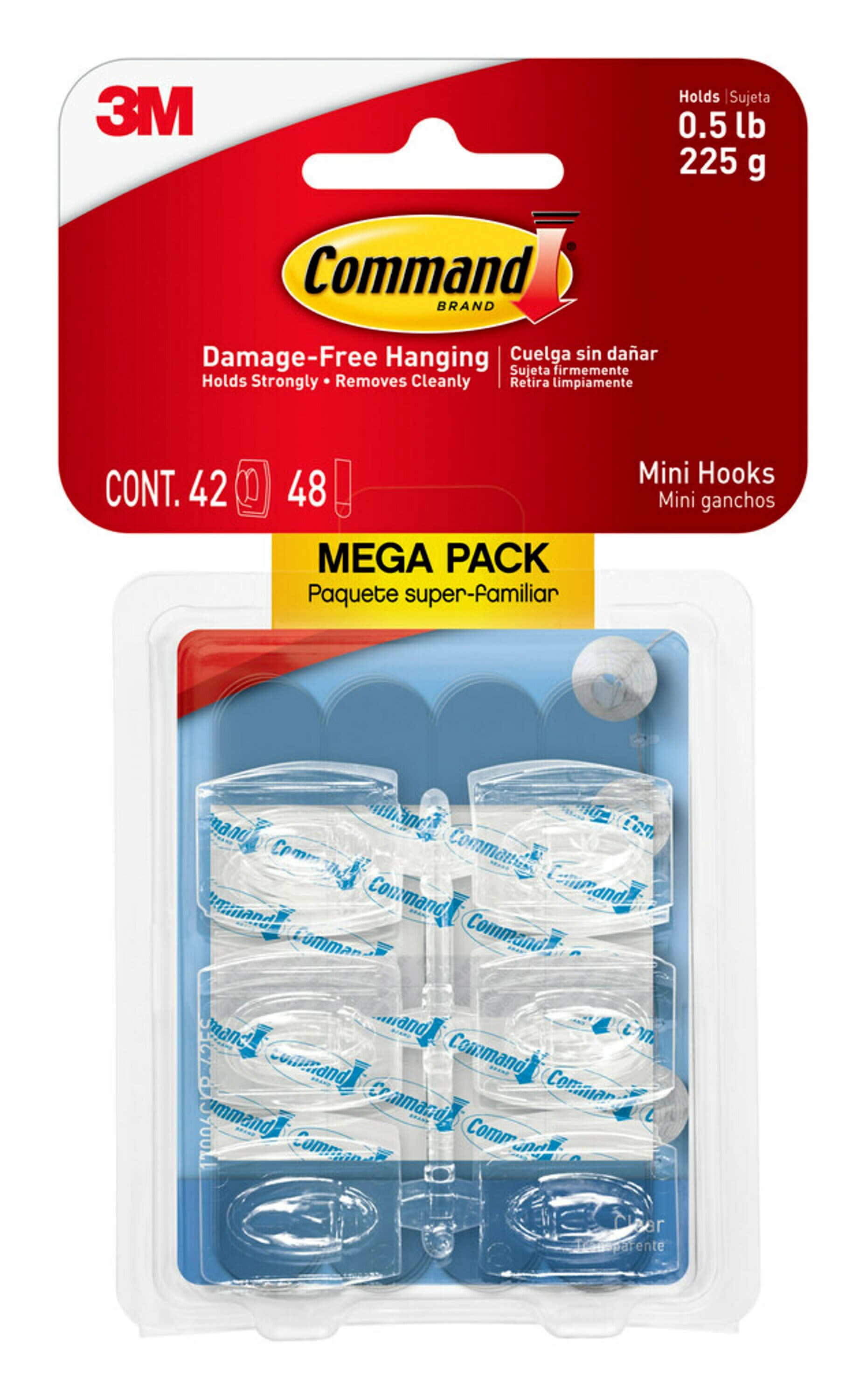 Command Clear Mini Hooks Mega Pack, 42 Hooks, 48 Strips - Walmart.com