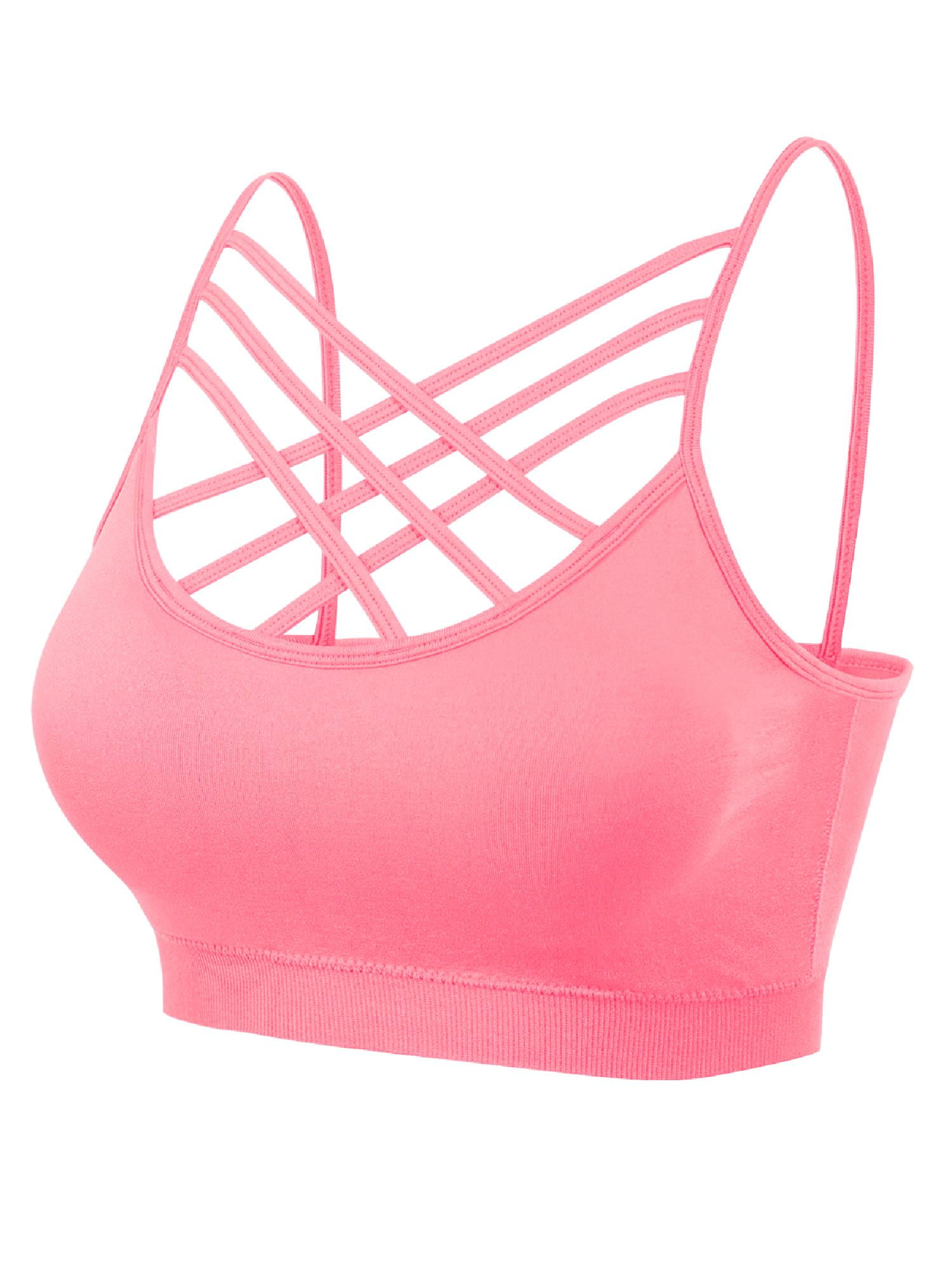Made by Olivia Women's Front Triple Criss-Cross Bralette Seamless Sport ...