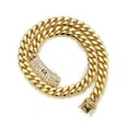 6-14mm Golden Stainless Steel Cuban Miami Chains Bracelet Necklaces CZ ...