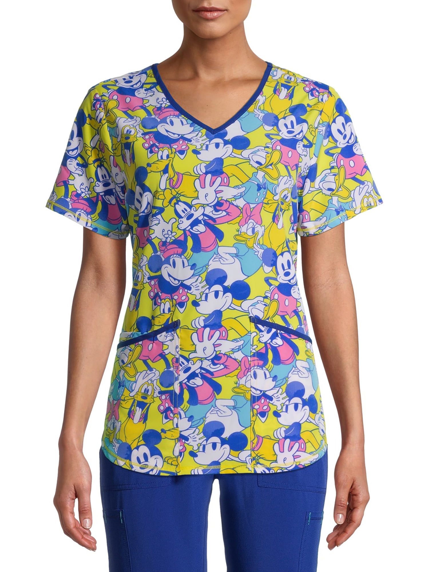 Scrubstar Women's Disney Mickey Mouse and the Sensational Six V-Neck ...