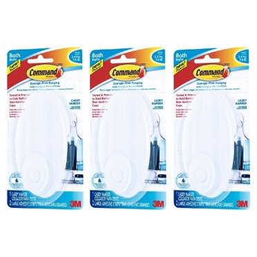 Command Bath Shower Caddy, Satin Nickel, 1 Caddy, 4 Water Resistant ...