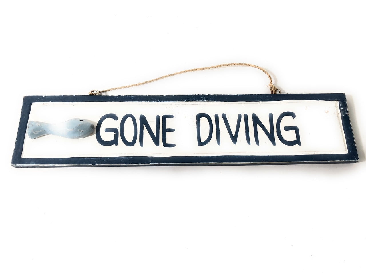Gone Diving 12" Wooden Sign - Rustic Nautical Blue | #ort1703130b ...