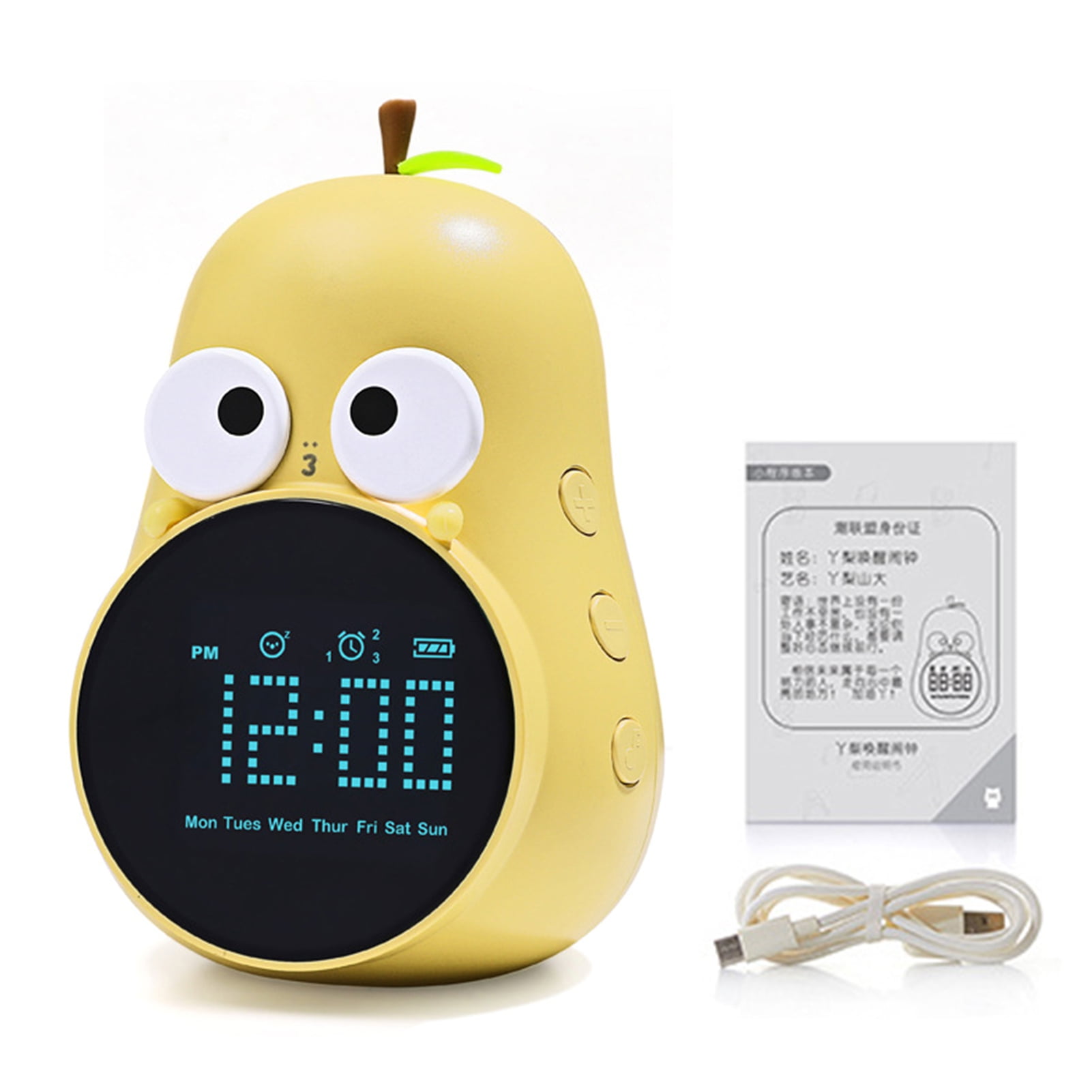 Washranp Kids Alarm Clock,Multi-Function Cartoon Pear-Shaped to Wake Up ...
