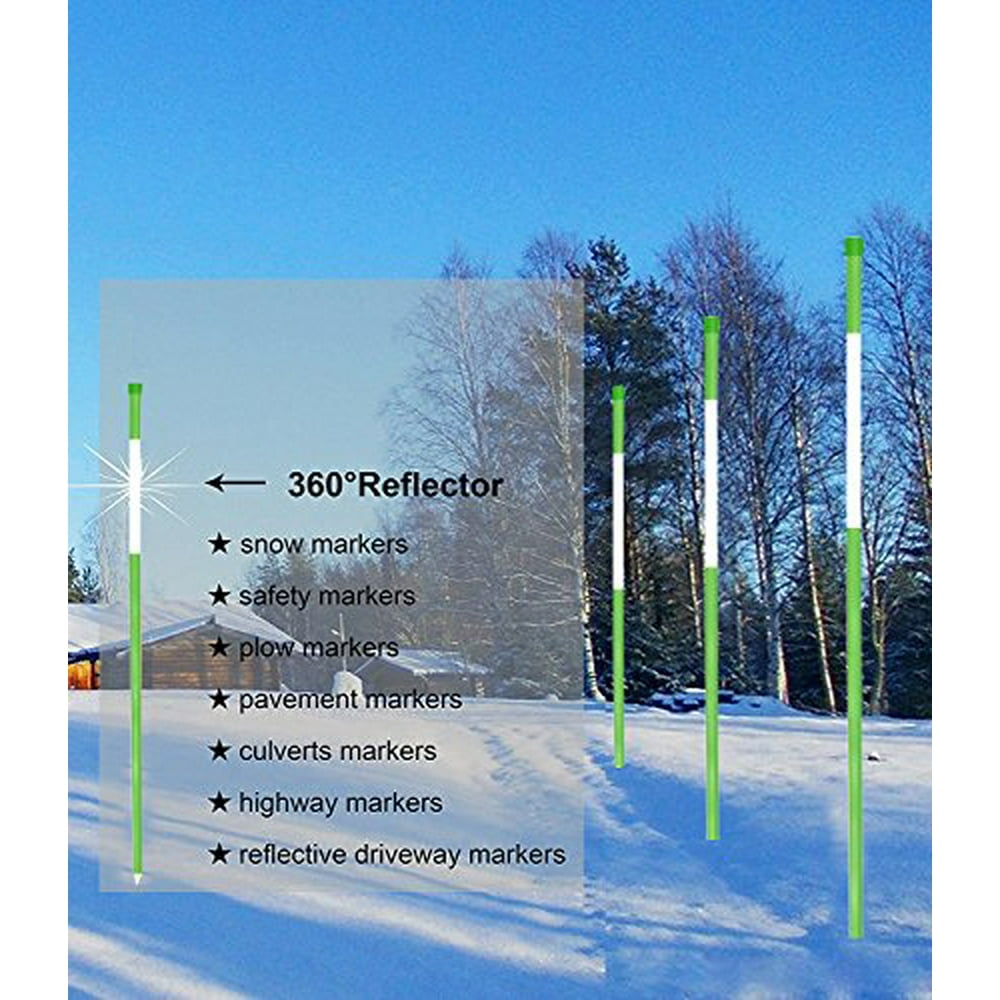 FiberMarker Snow Markers Driveway Reflectors Snow Stakes 24-Inch Green ...