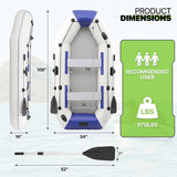 Magshion 3-Person Sport Inflatable Dinghy Boat, 9' Tender Fishing Boat ...