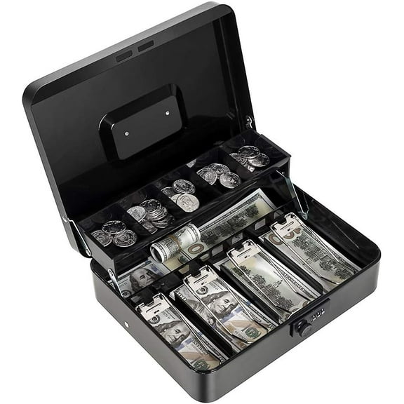 Tera Large Cash Box with Money Tray and Combination Lock - Walmart.com