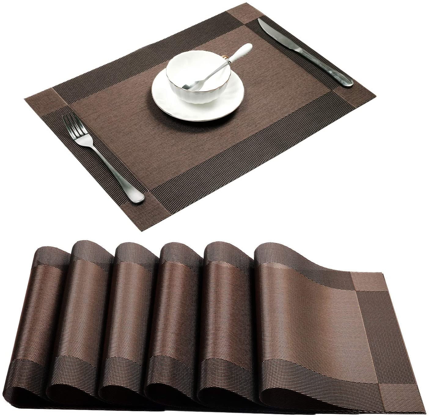 YumSur Set of 6 Placemats,11.8x17.7in PVC Non-Slip Washable Place Mats ...