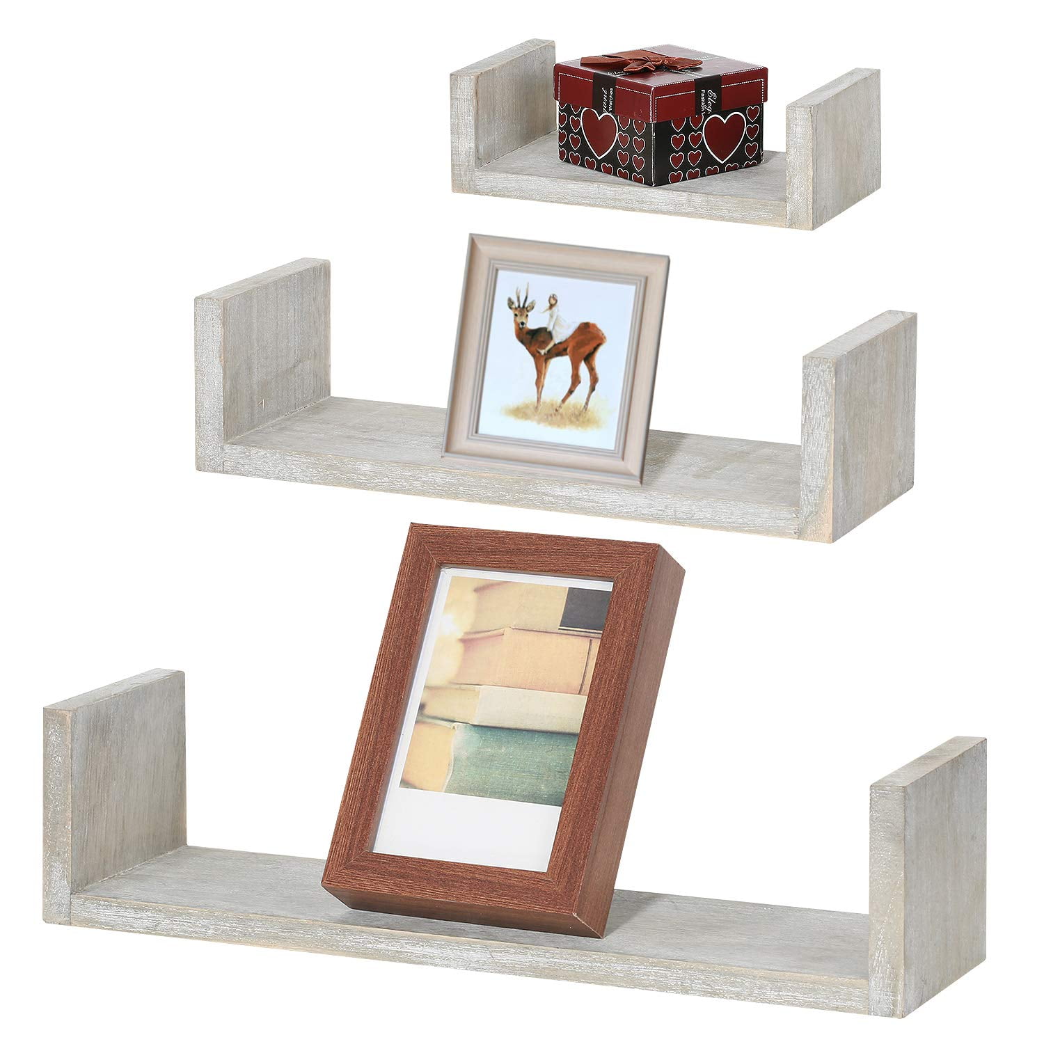 Floating Shelves Wall-mounted, Set of 3, U-Shaped - Gray - Walmart.com