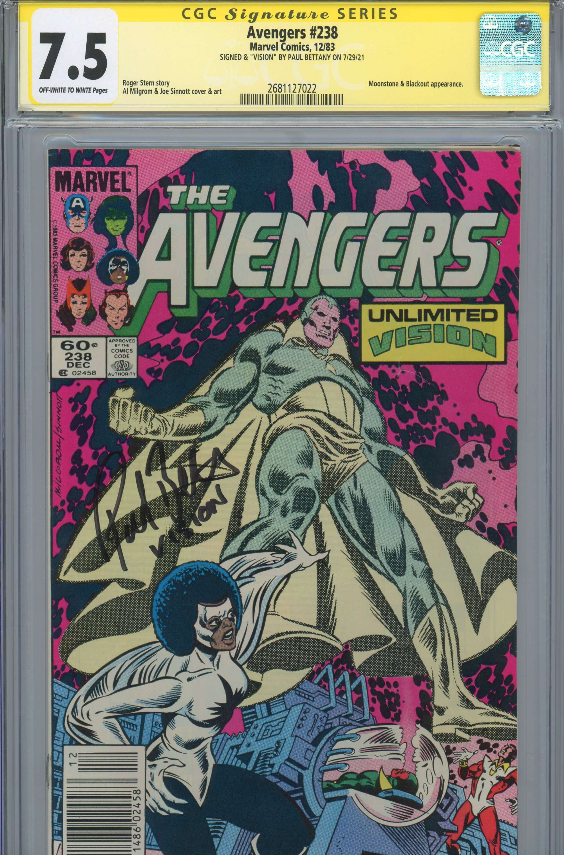 Marvel Comics Avengers 1983 Comic Book #238 (Signed & Vision by Paul ...