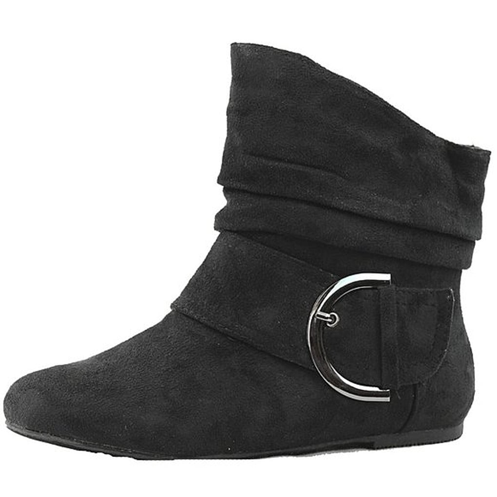 Top Moda Pad-51 Women's Buckle Detail Slouch Flat Heel Ankle Booties ...