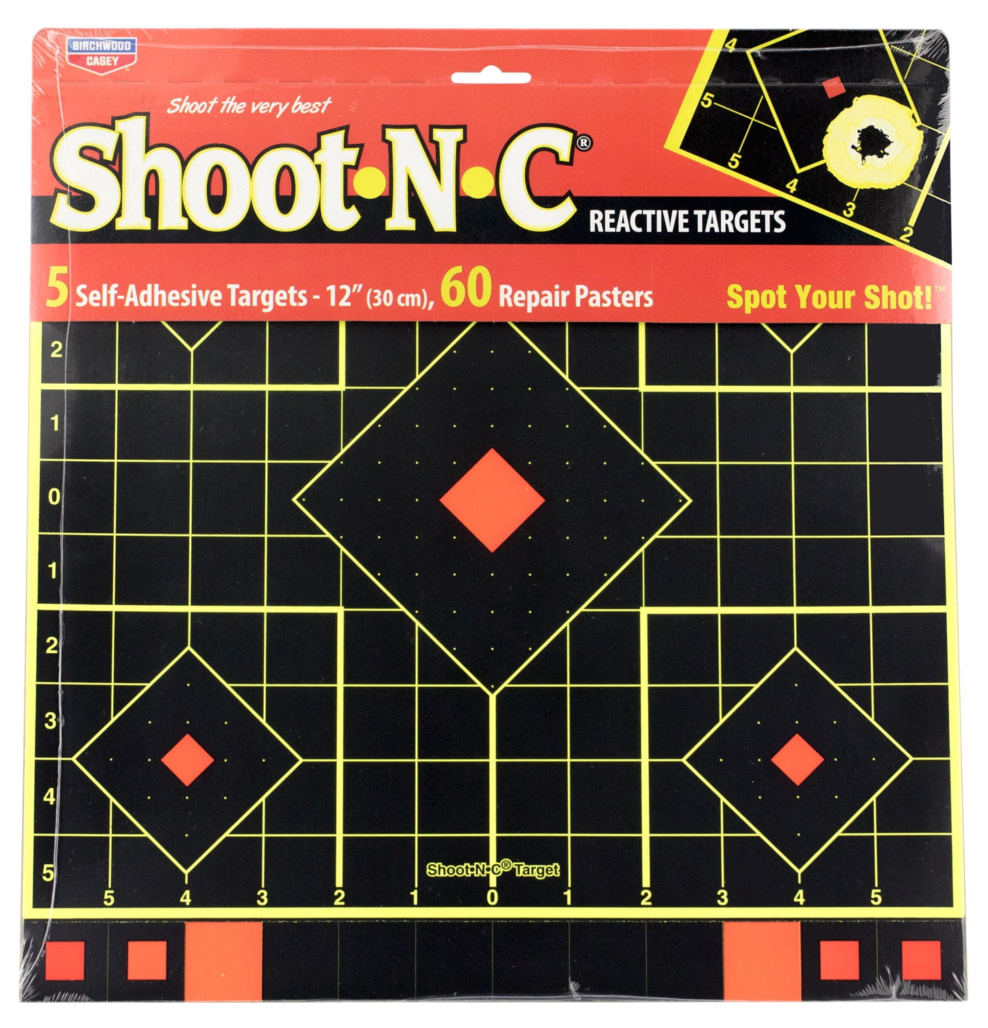 Birchwood Casey 34207 Shoot-N-C Sight-In 12" Self-Adhesive 5-Diamond ...
