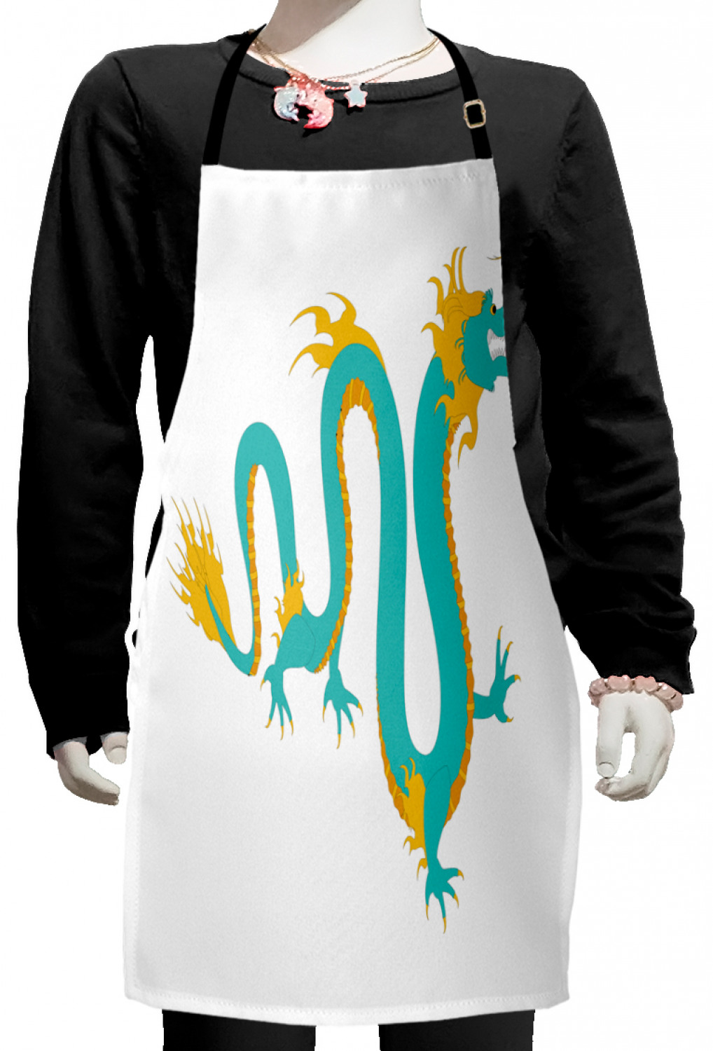 Dragon Kids Apron, Mythological Chinese Illustration Monstrous Creature ...