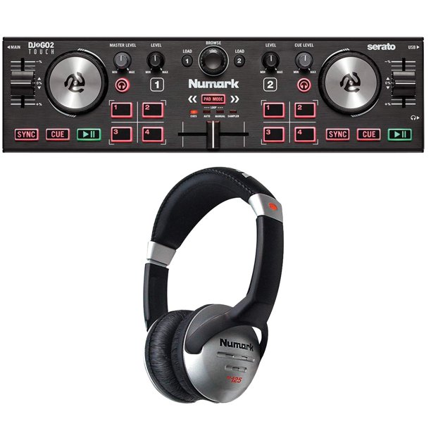 Numark DJ2GO2 Touch Pocket DJ Controller with HF125 Professional DJ ...