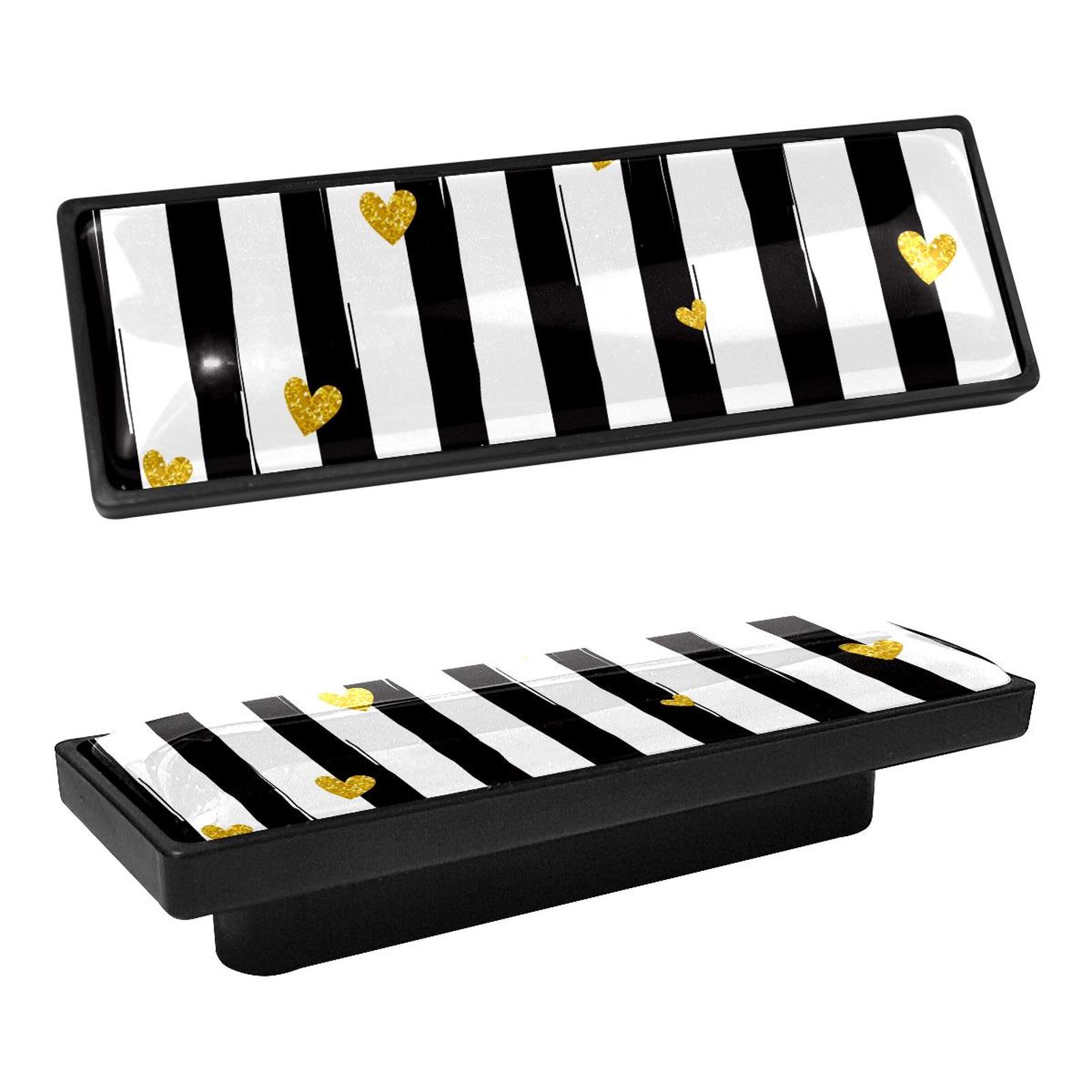 4 Pcs Rectangle Cabinet Handle Cupboard Knob Drawer Pulls Handle Gold Hearts Drawer Knobs with ...