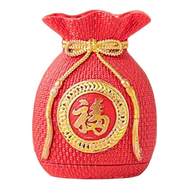 Resin Flower Vase Blessed Bag Shape Pot Statue Scene Sculpture Art ...