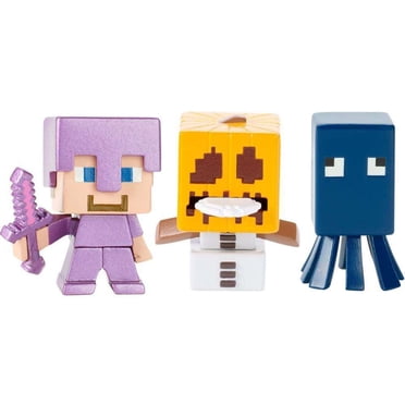 Minecraft Build-A-Mini Alex, Tamed Wolf, & Elder-Guardian Figure Set ...