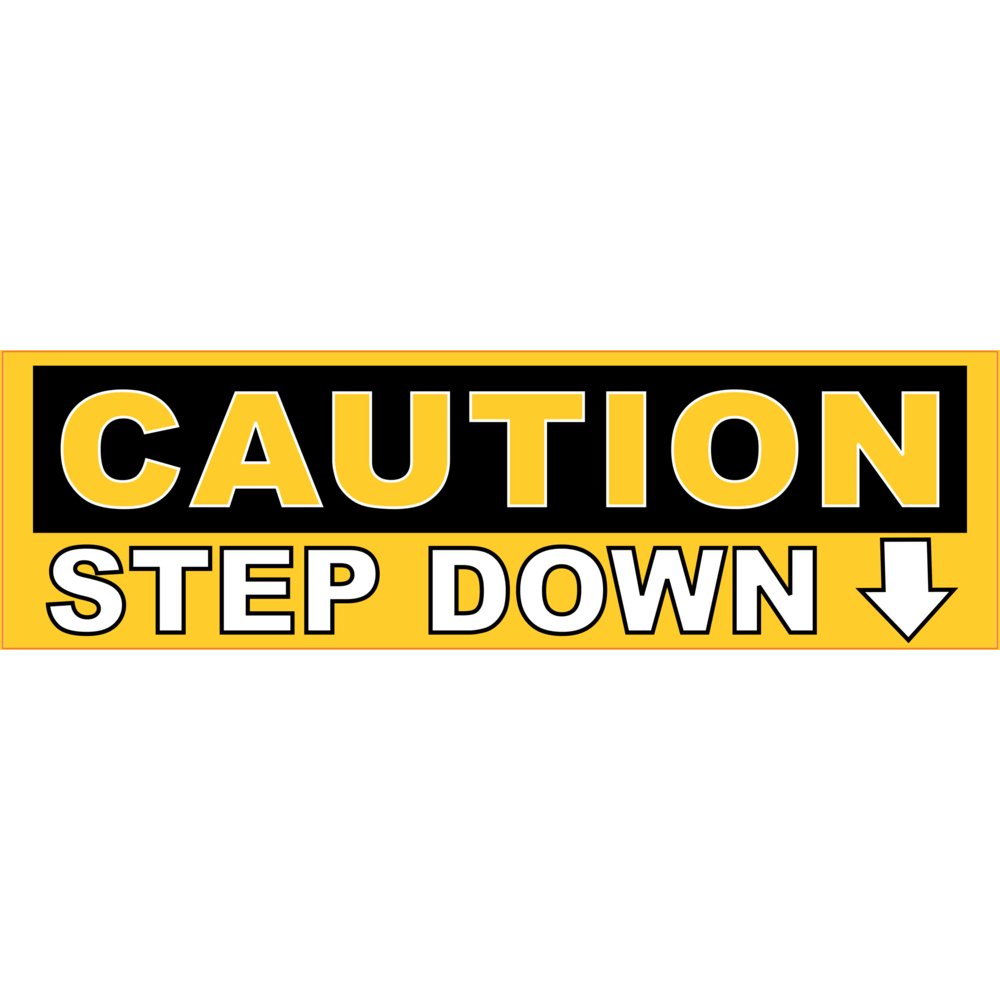 10in x 3in Caution Step Down Sticker Vinyl Caution Sign Decal Stickers ...
