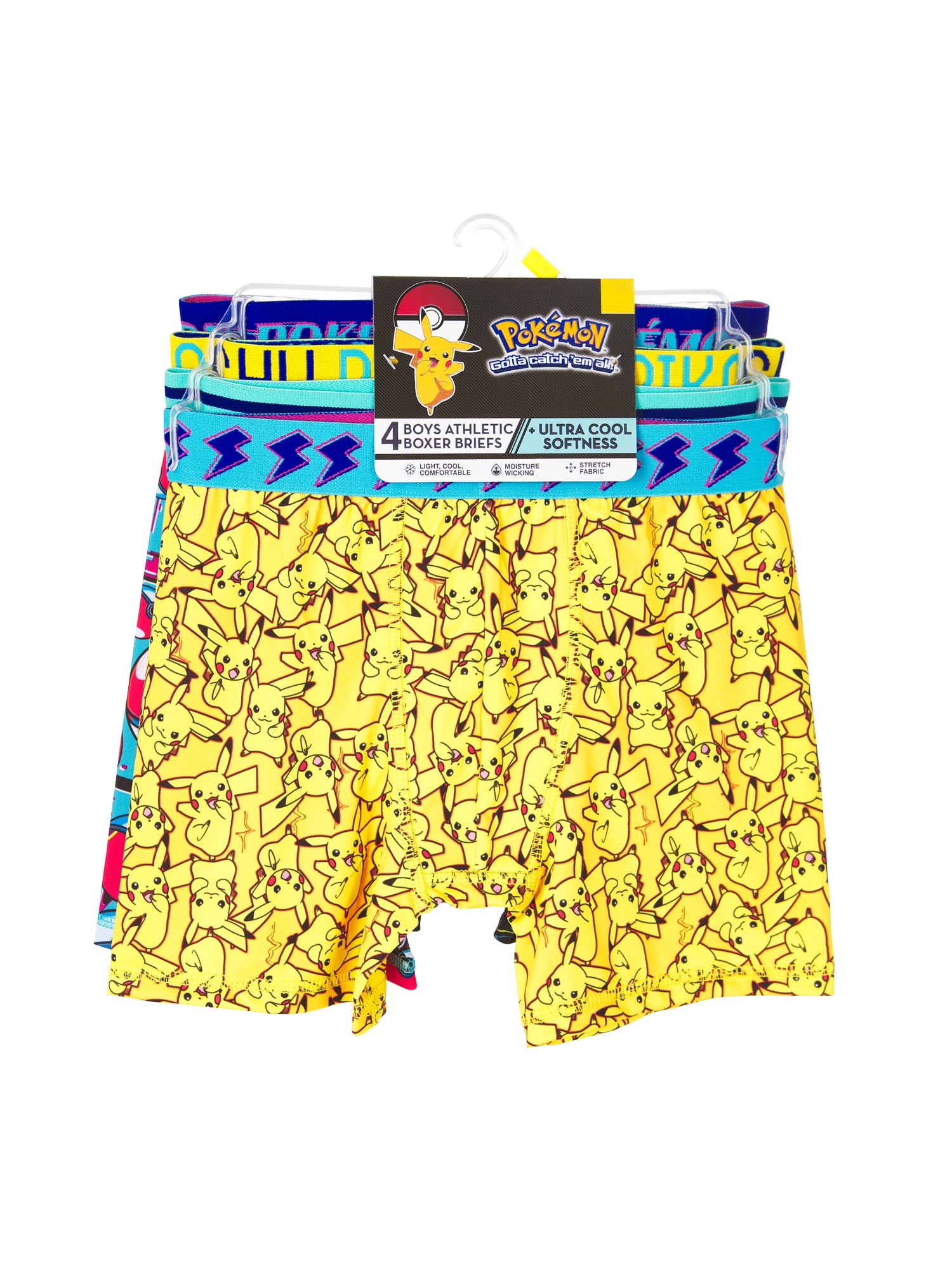 Buy Pokemon Boys Underwear, 4 Pack Athletic Boxer Briefs Sizes 4-10 ...