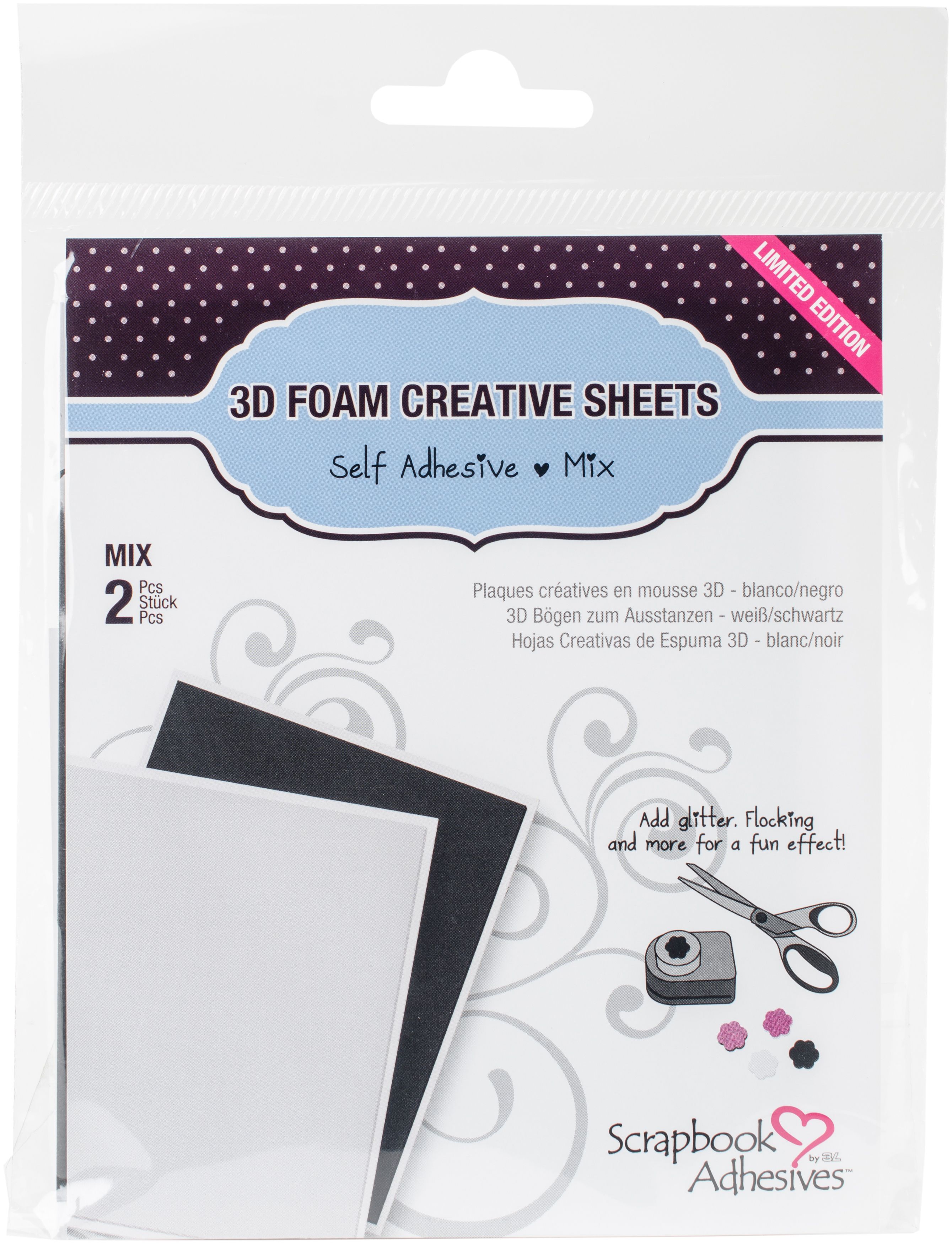 Scrapbook Adhesives 3D Foam Creative Sheets 2/Pkg-1 Black/1 White - Walmart.com