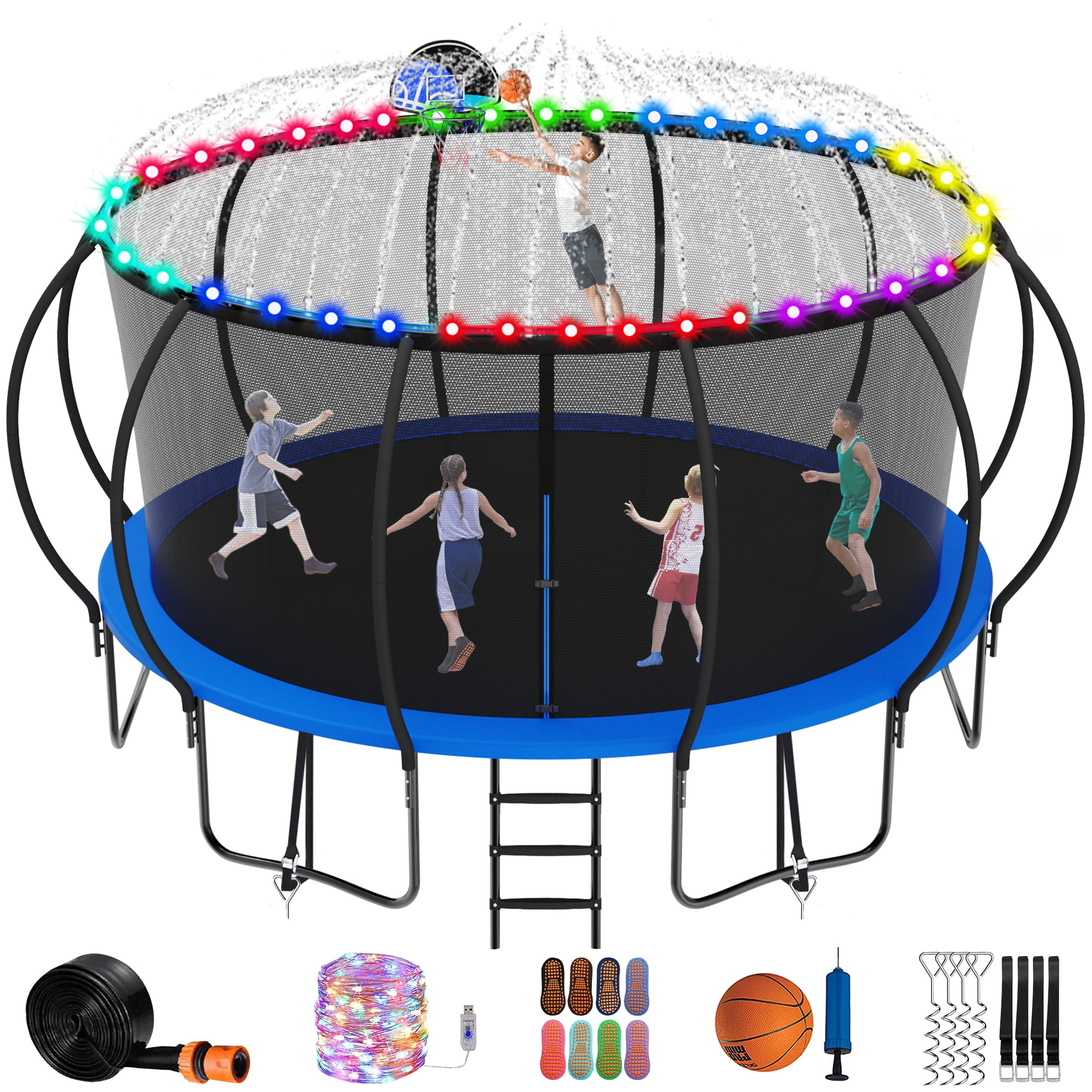 Elitezip 1500 LBS Trampoline 16 FT for Kids Teens Adults, Recreational Trampoline with ...