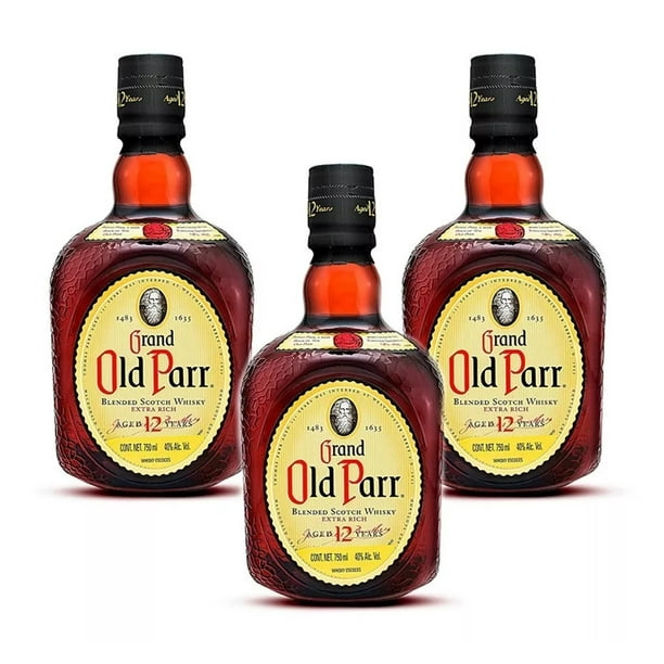 Pack x 3 - Whisky Old Parr 12 años Blended Scotch 750 ml Old Parr Whisky / Old Parr | Bodega ...