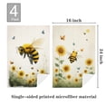 A painting of a bee flying over a field of sunflowersdish towels4 Pack ...