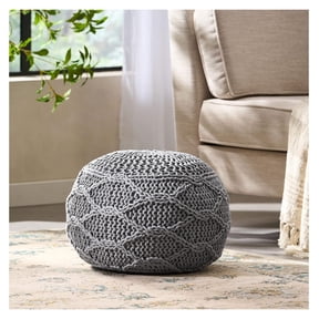 Black and White Gingham Check Farmhouse Pouf Ottoman Foot Stool 16"x16 ...