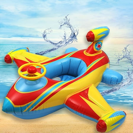 Baby Inflatable Pool Float Airplane Swim Float Boat with Steering Wheel ...