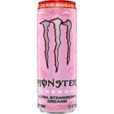 Monster Ultra Zero Sugar, Strawberry Dreams Energy Drink, 12 fl oz, 6 ...