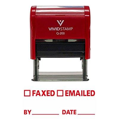 faxed emailed by date self inking rubber stamp (red ink) - medium ...