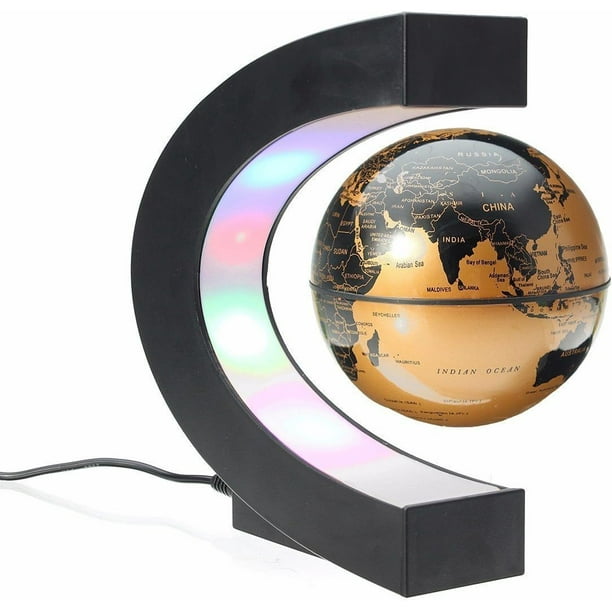LINLIN Magnetic Levitation Globe,C Shaped Floating Globe Rotating World ...