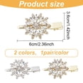 2 Pairs 2 Colors Flower Shaped Alloy Rhinestone Hair Clips Hair ...