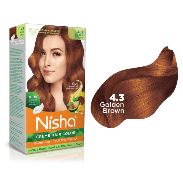 Nisha Crème Hair Color, Permanent Brown Hair Dye Color, 100% Gray ...