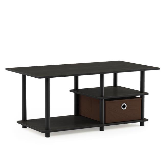 Furinno 15028EX-BK-DBR Turn-N-Tube TV Stand for TV up to 45 with ...