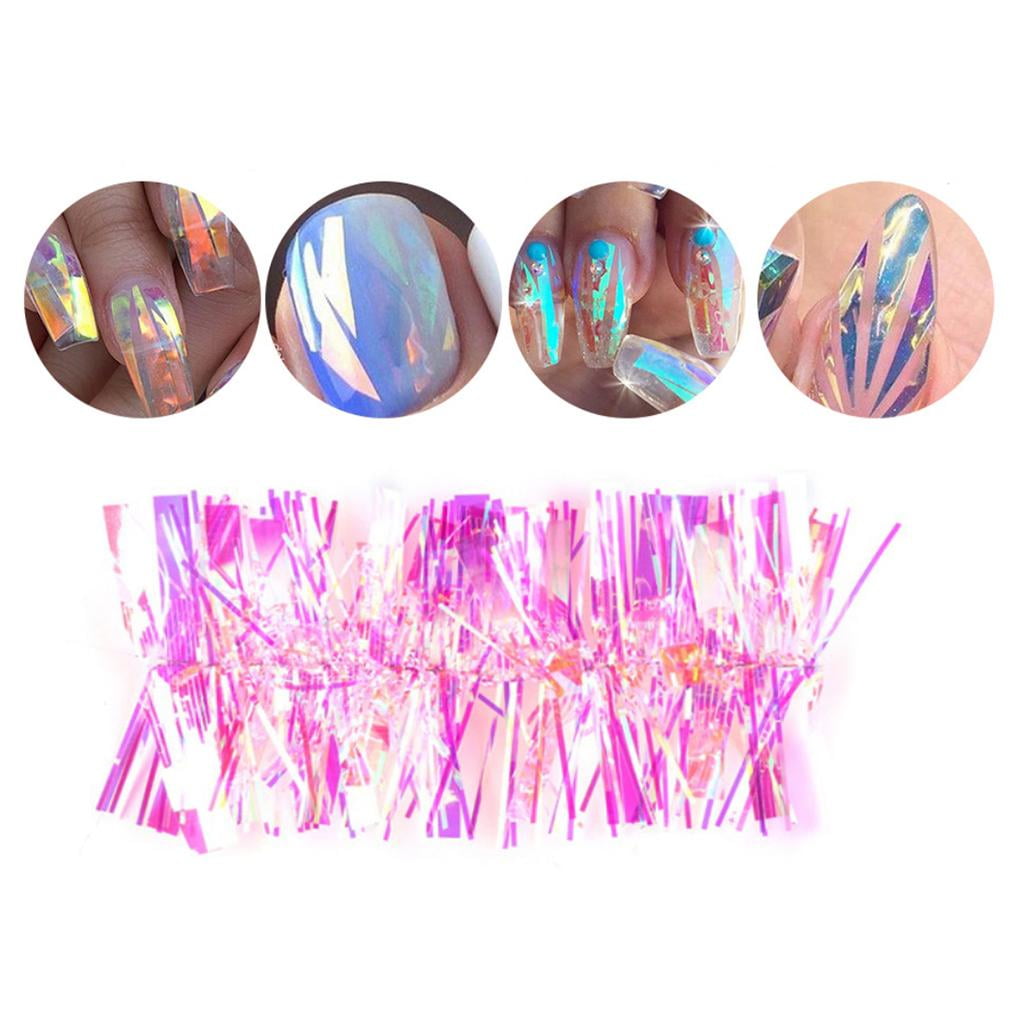 Pegatinas de uñas holográficas iridiscentes DIY, calcomanías, puntas ...