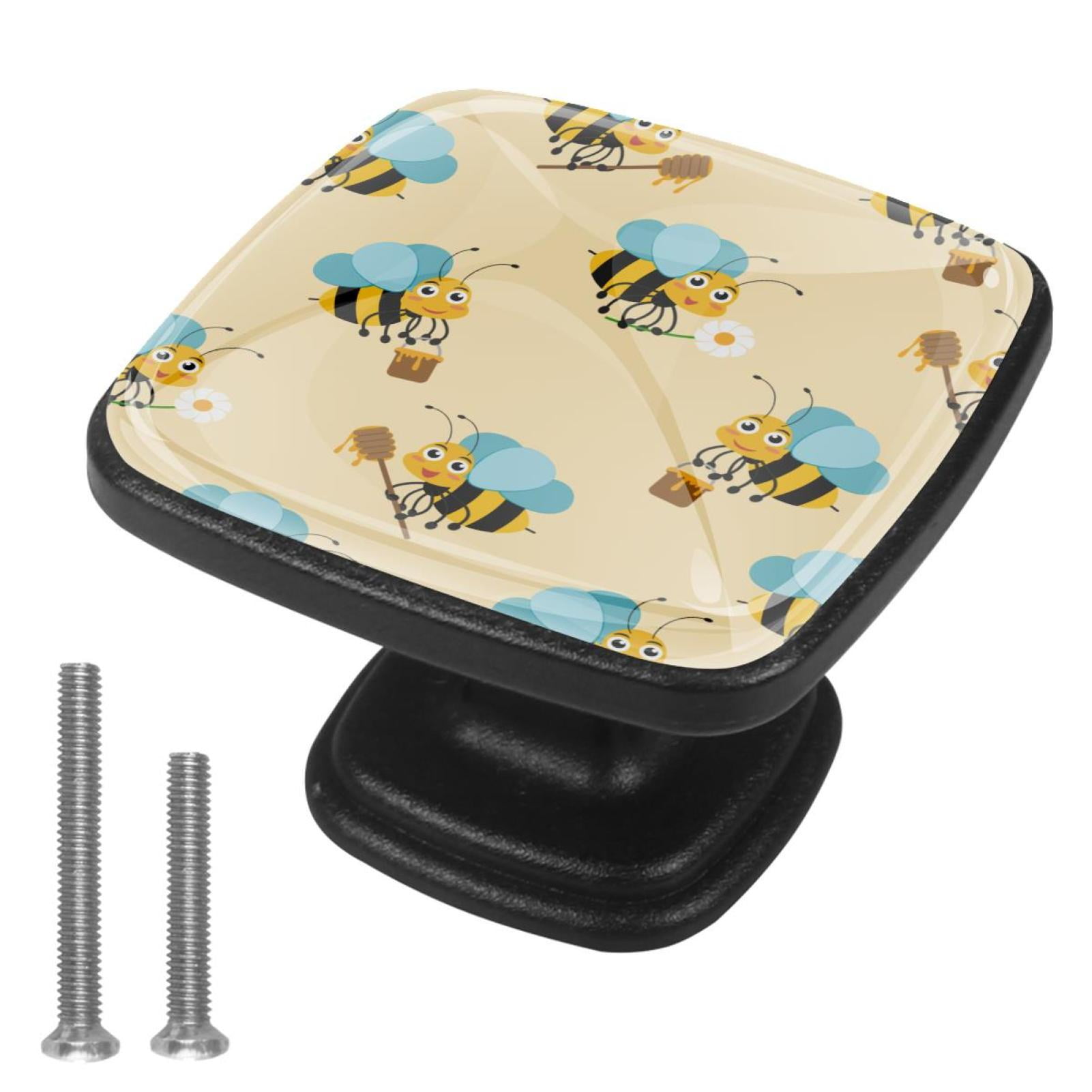 4 Pcs Cabinet Handle Drawer Pulls Cute Worker Bee Mascots Knobs with ...