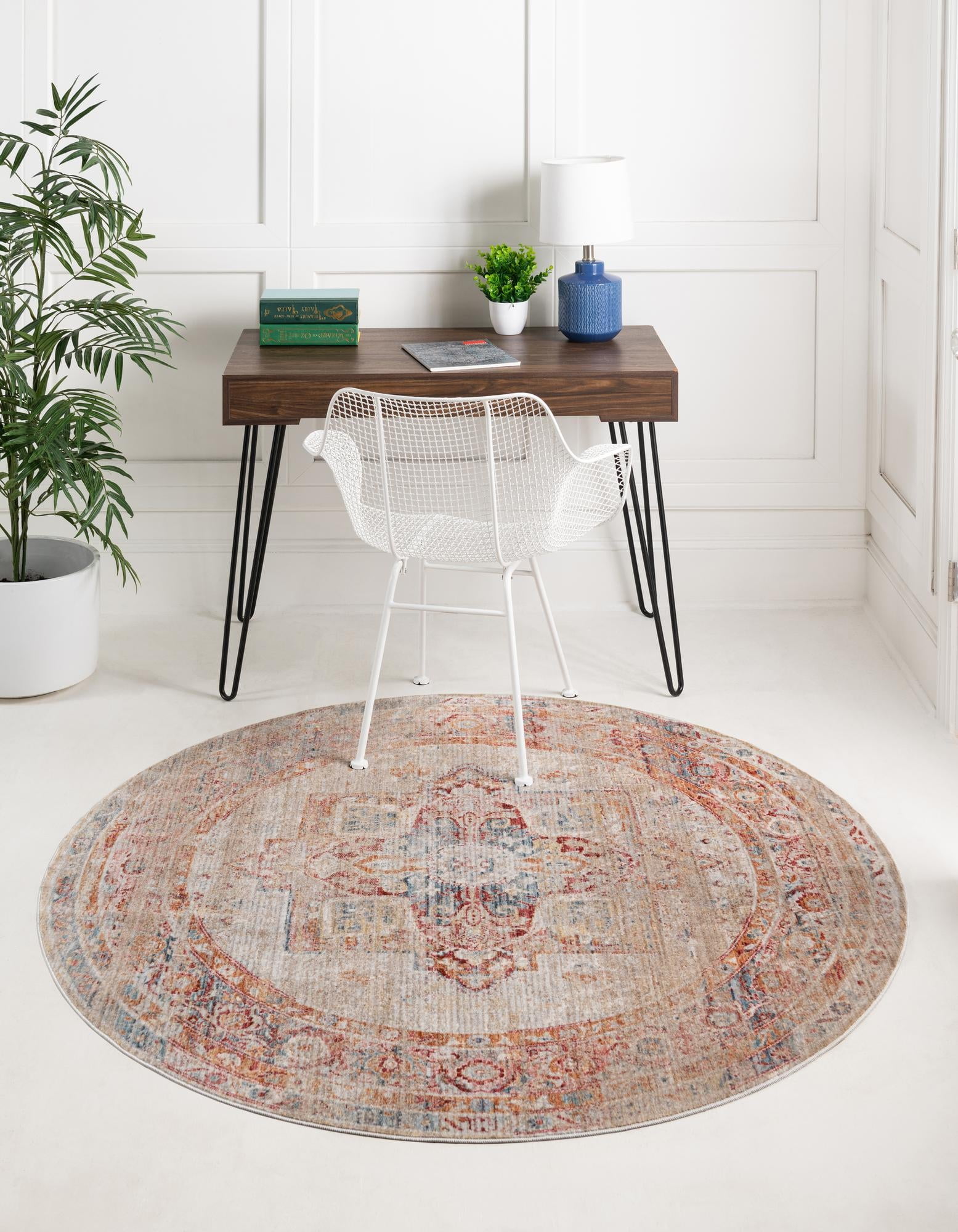 Rugs.com Noble Collection Rug – 5' Round Multi Medium Rug Perfect For ...