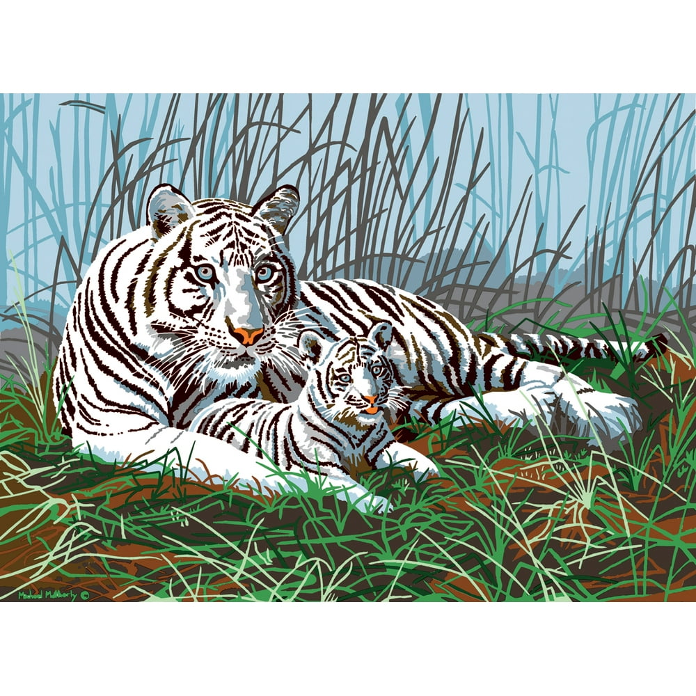 Junior Large Paint By Number Kit 15.25"X11.25"-White Tigers In The Mist ...