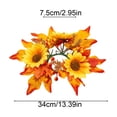 Autumn Sunflower Maple Leaf Candle Ring Wreath,13.39 Inch Faux Floral ...