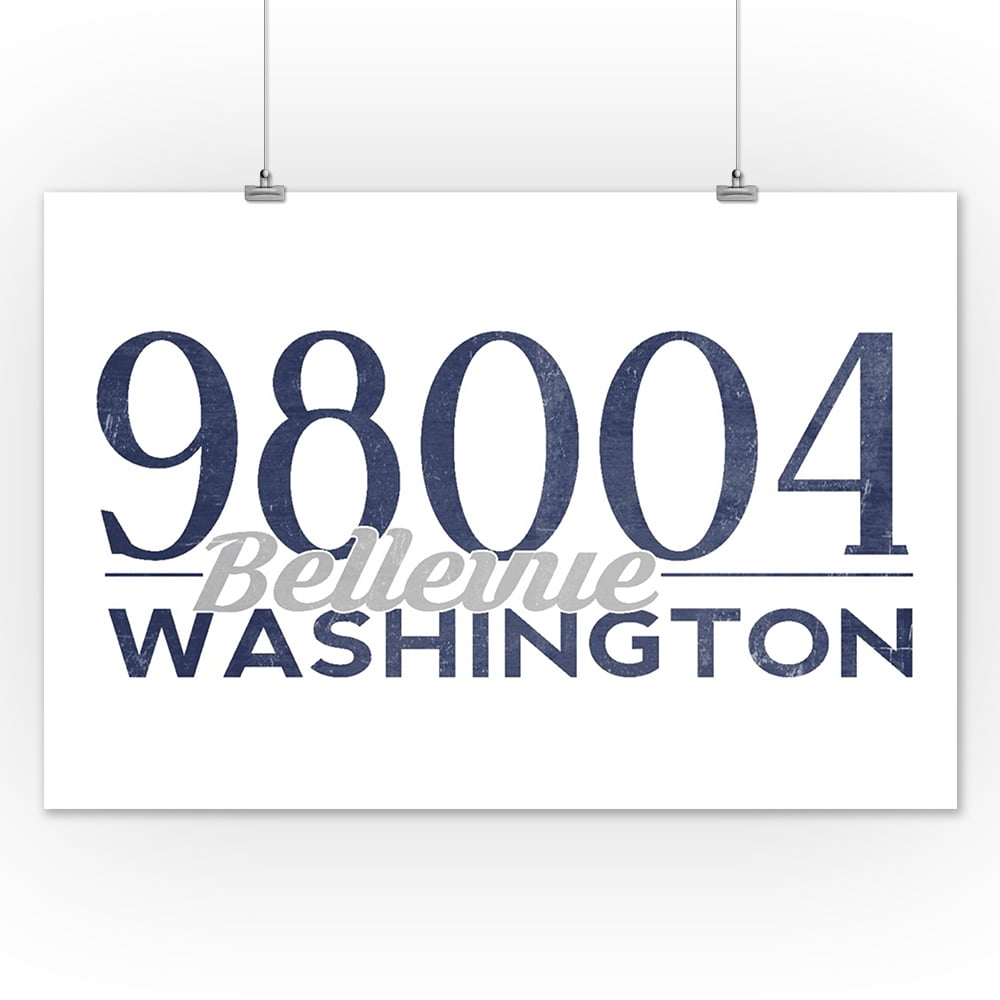 Bellevue, Washington - 98004 Zip Code (Blue) - Lantern Press Artwork ...
