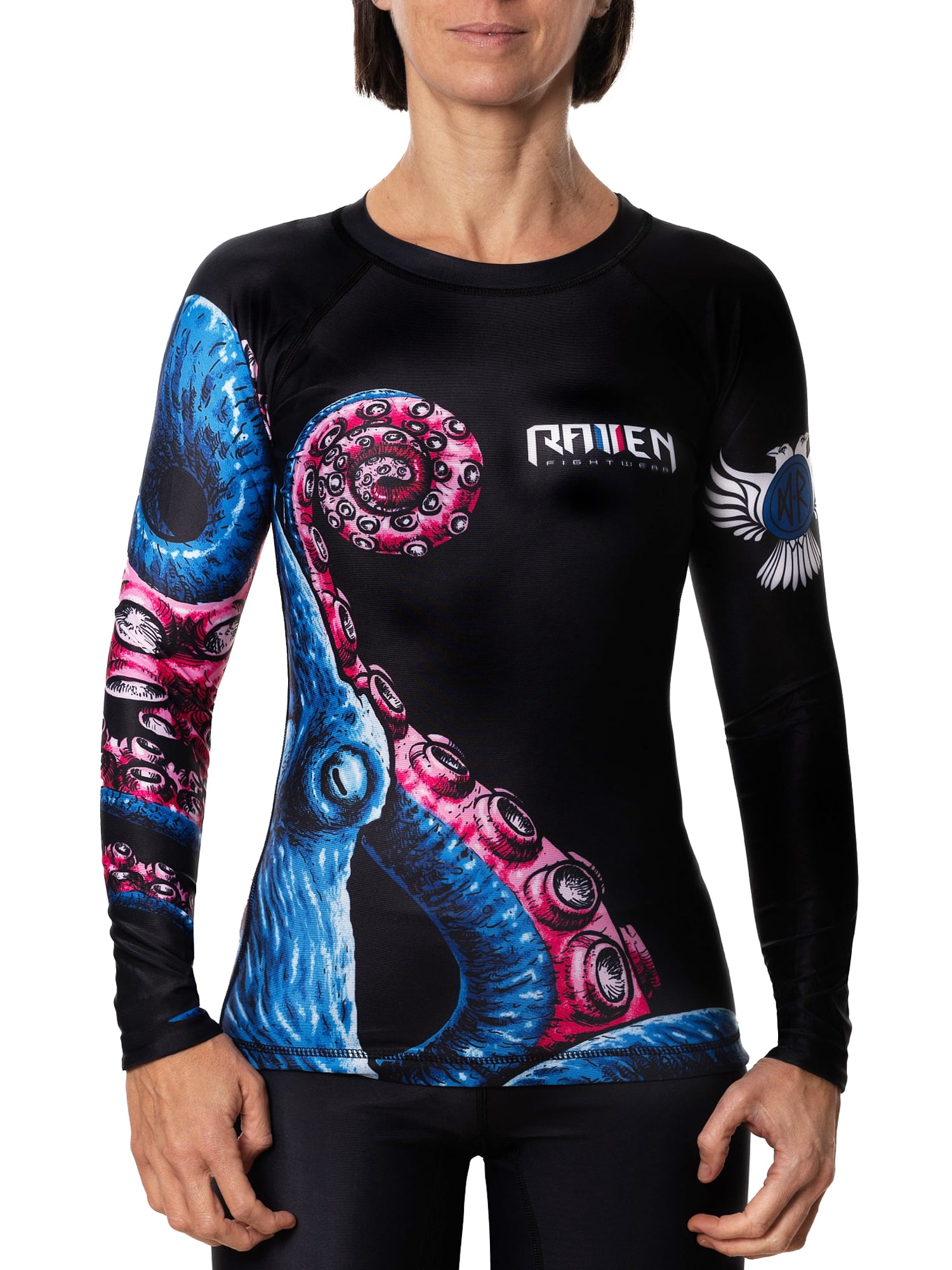 Raven Fightwear Women's Kraken Octopus BJJ Rash Guard MMA Red/White ...