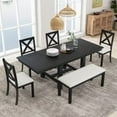 Farmhouse 6-Piece Dining Table Set, 82inch Extendable Dining Table with ...
