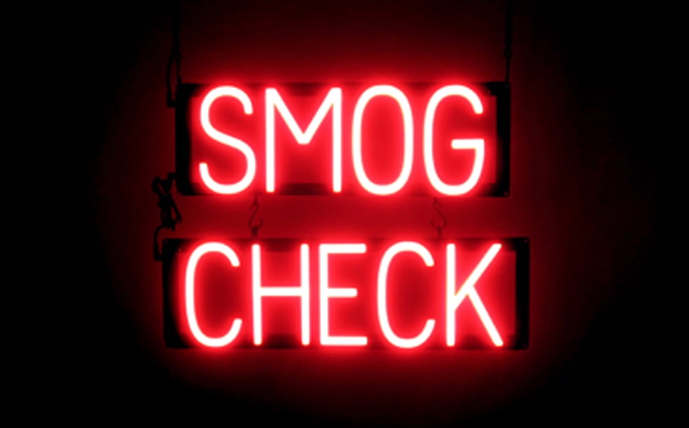 SpellBrite SMOG CHECK LED Sign for Business. 20.5" x 15.0" Red SMOG ...