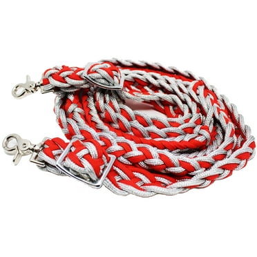 Horse Roping Knotted Tack Western Barrel Reins Nylon Braided Red Black ...