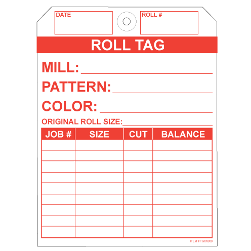 Carpet Roll Tags, Printed with Red Ink on White 10 points, C1S, Tag ...